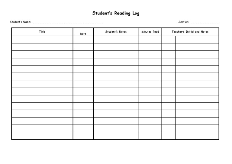 Reading Log | PDF