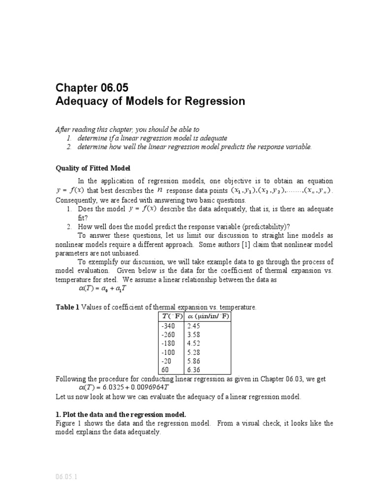 Regression Adequacy Pdf Errors And Residuals Coefficient Of Determination