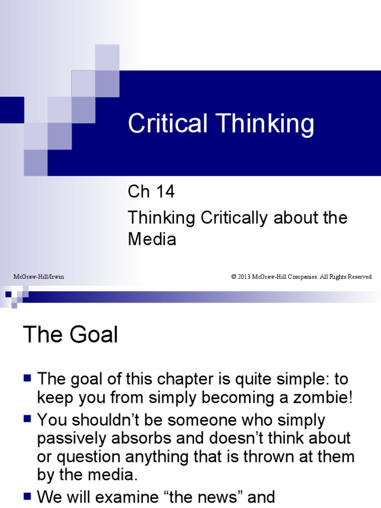 Critical Thinking: CH 14 Thinking Critically About The Media | PDF ...