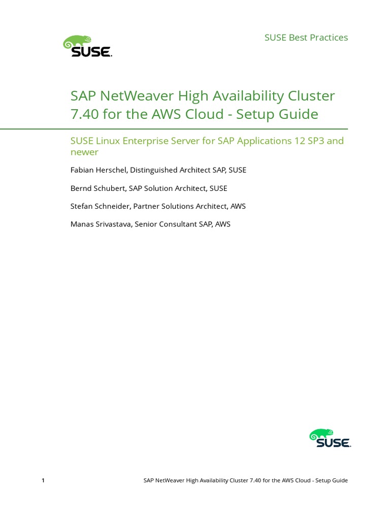 SAP HA740 SetupGuide AWS Color en | PDF | Computer Cluster | Port ...