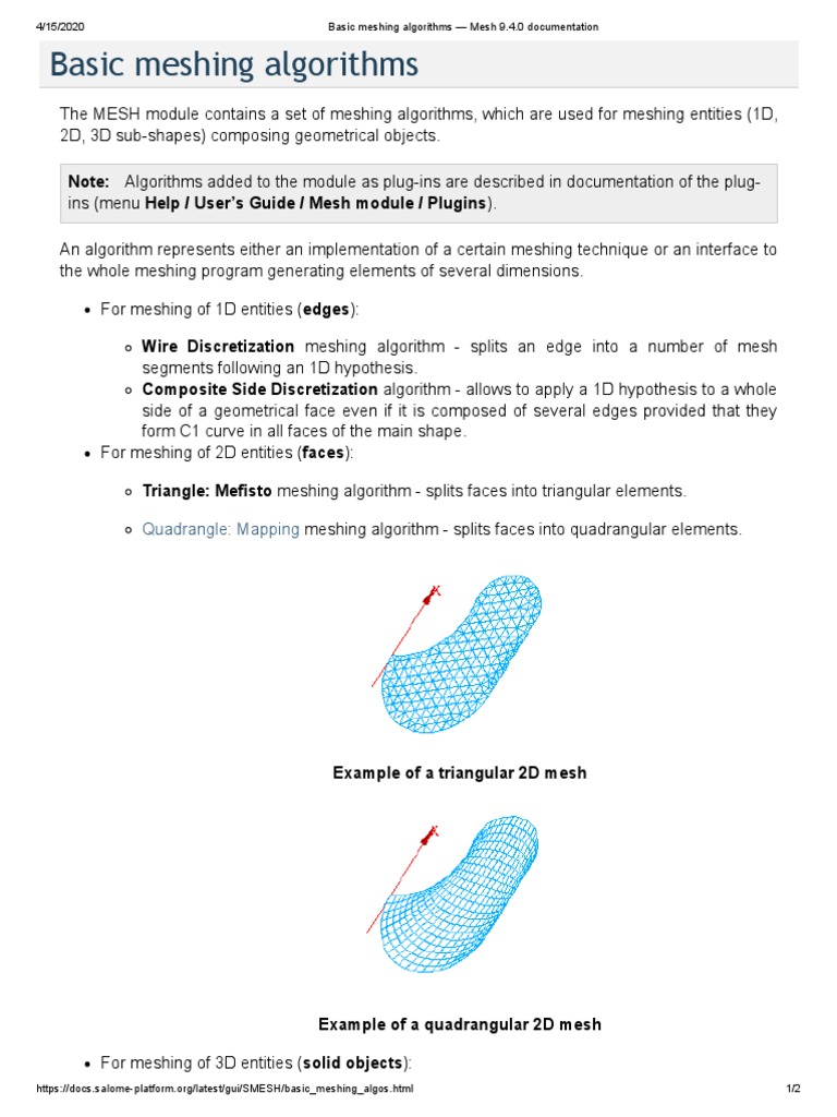 03.basic Meshing Algorithms - Mesh 9.4.0 Documentation PDF | PDF | Topological Spaces ...
