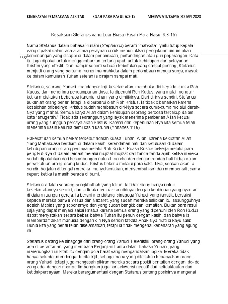 Kesaksian Stefanus Yang Luar Biasa | PDF | Filsafat | Sejarah