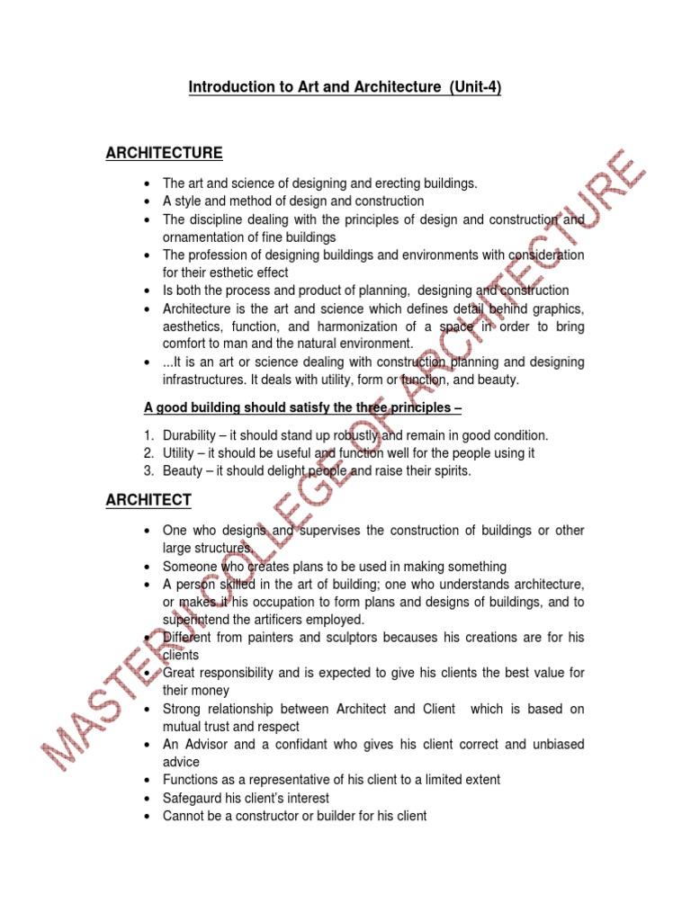 Introduction To Art and Architecture | PDF | Architect | Consultant