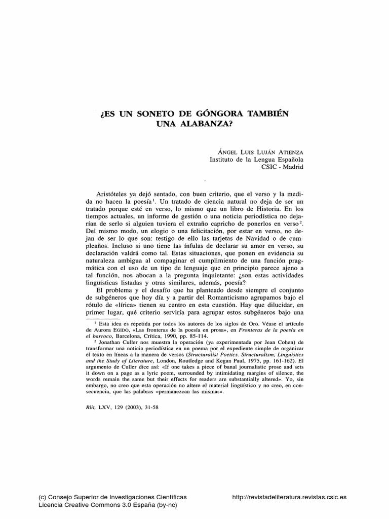 Soneto Góngora PDF | PDF | Poesía | Autor