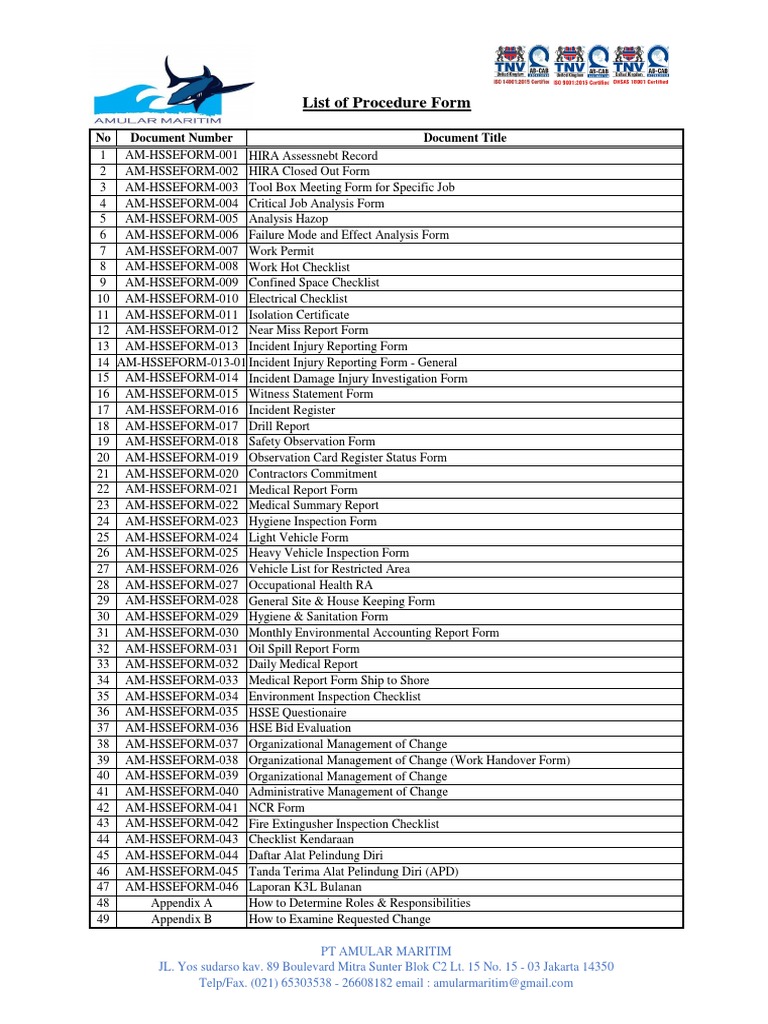 List Hse Form | PDF | Safety | Prevention