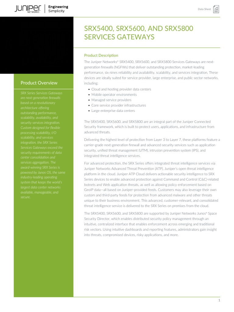 SRX5400, SRX5600, AND SRX5800 Services Gateways: Product Overview | PDF ...
