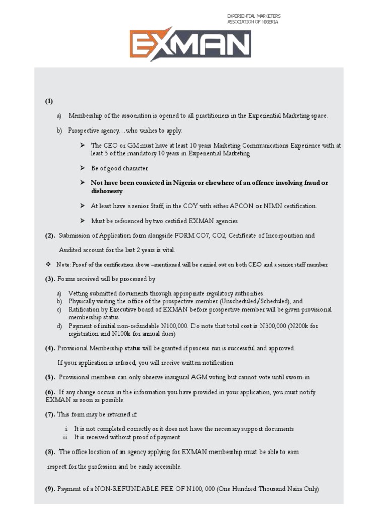 EXMAN Membership Form | PDF | Government | Government Information