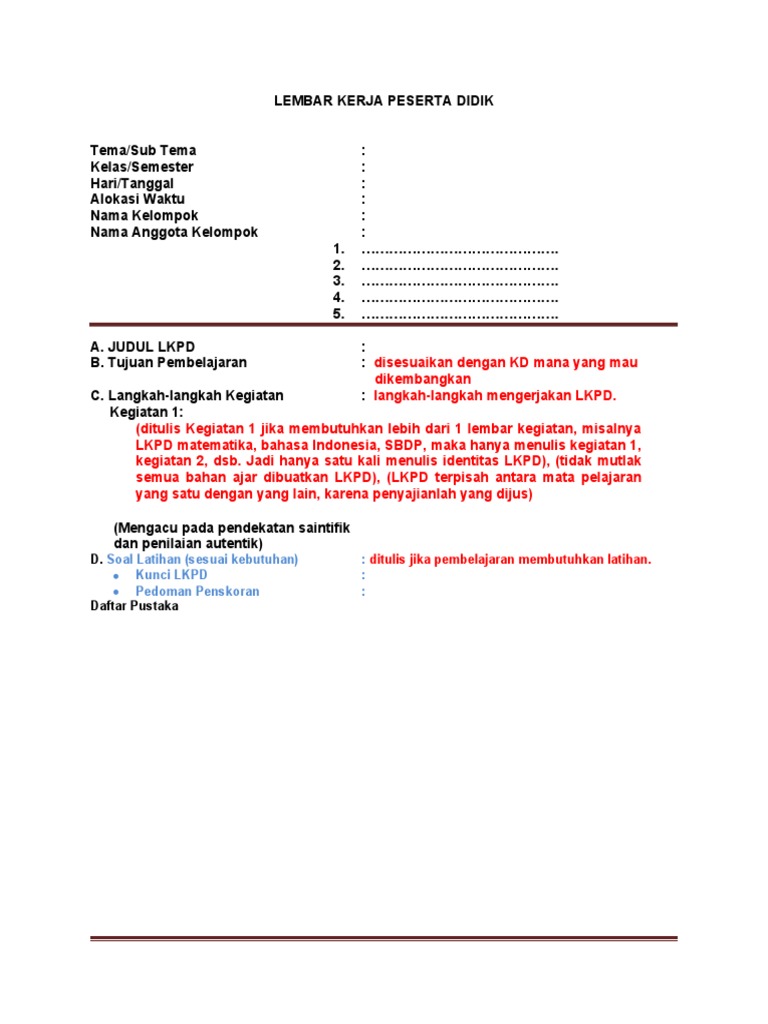 Lembar Kerja Peserta Didik | PDF