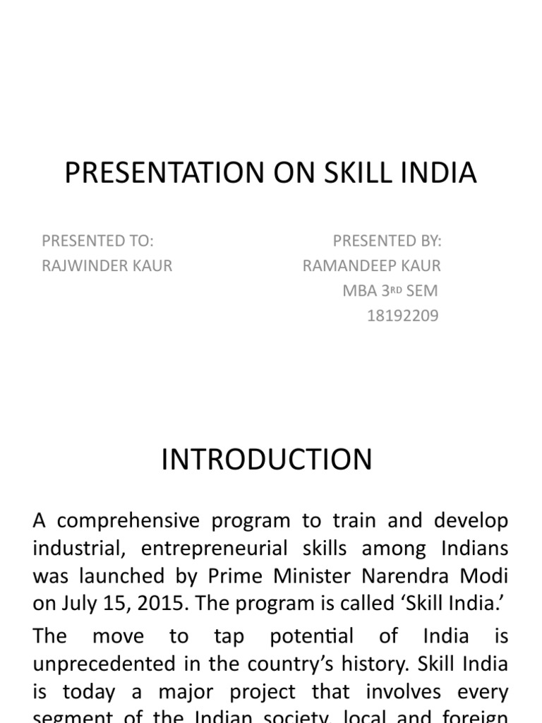 An Overview of the Skill India Initiative: Presenting the Mission ...