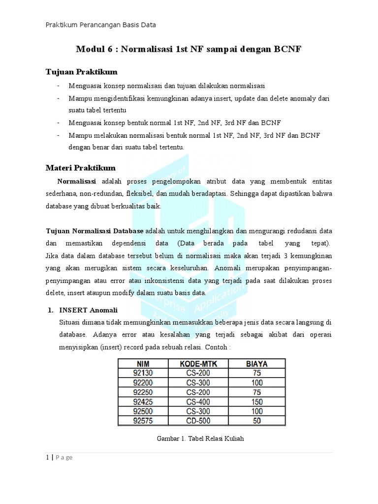 Panduan Normalisasi Basis Data 1NF-BCNF | PDF