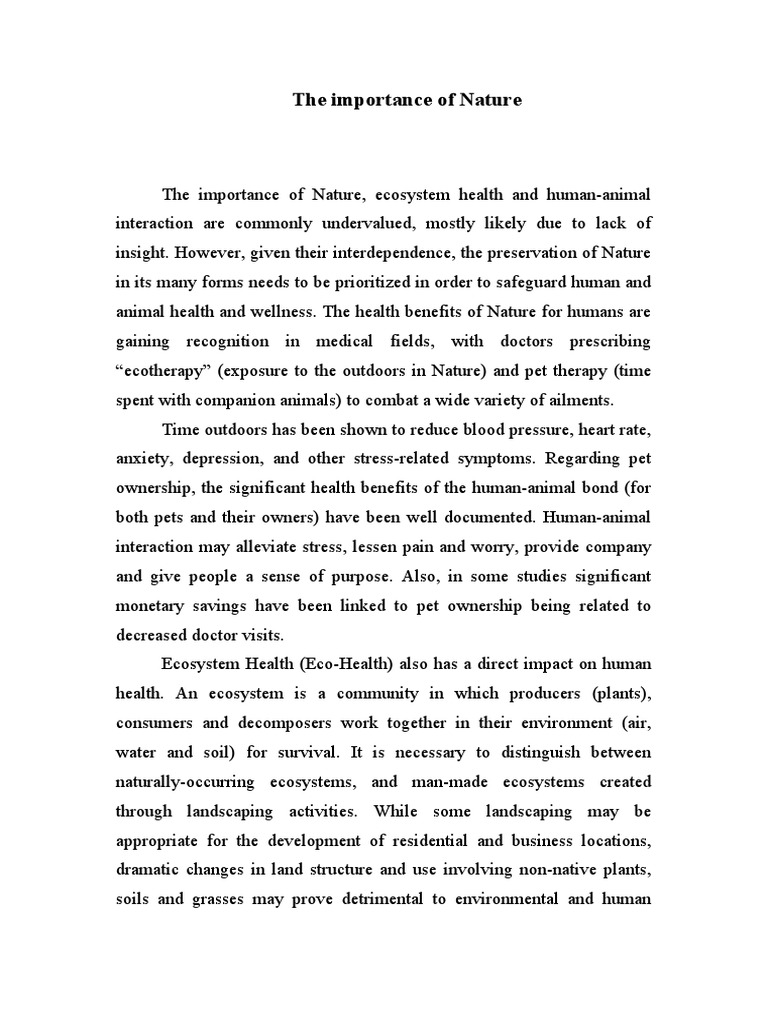 The Vital Role of Nature in Health | PDF | Ecosystem | Ecosystem Services