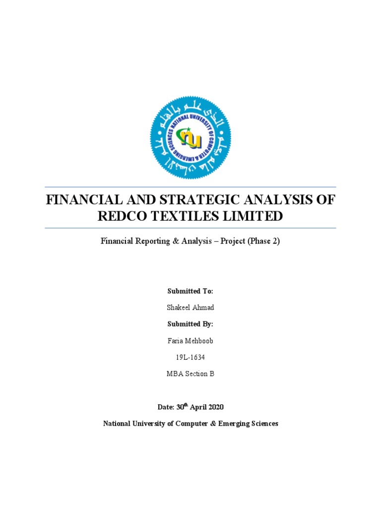 Financial and Strategic Analysis of Redco Textiles Limited | PDF ...