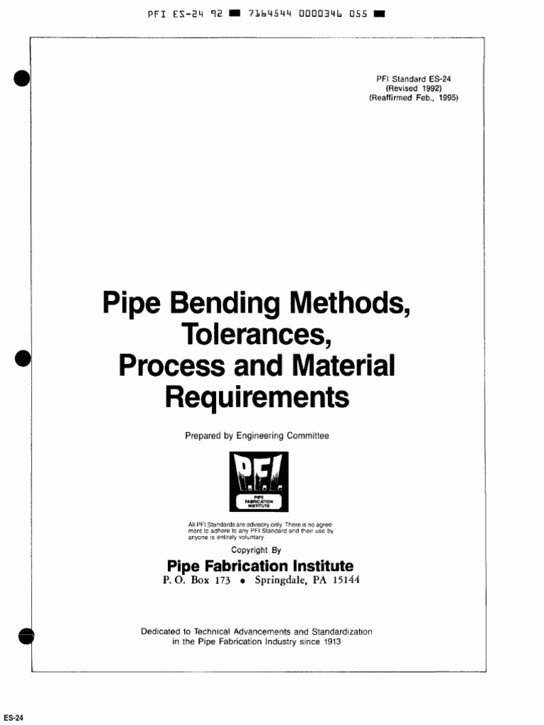 PFI ES 24 1992 R1995 Pipe Bending | PDF | Pipe (Fluid Conveyance) | Materials