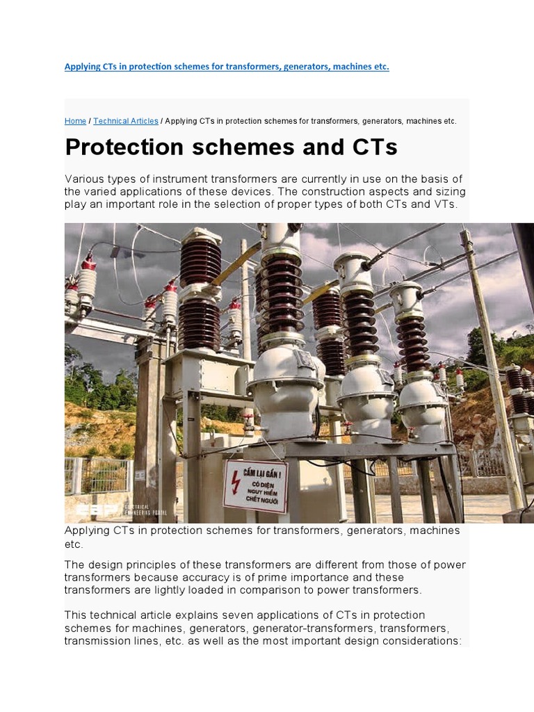 Applying CTs in Protection Schemes For Transformers, Generators ...