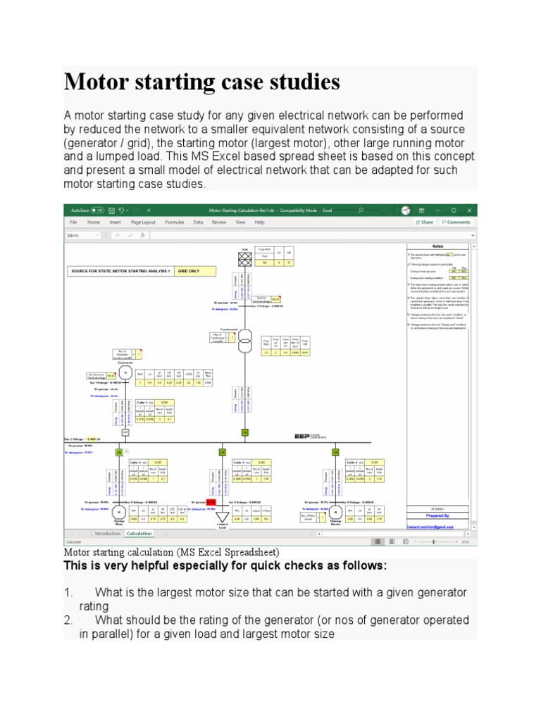 Motor Starting Calculation Notes | PDF | Electric Motor | Electric ...