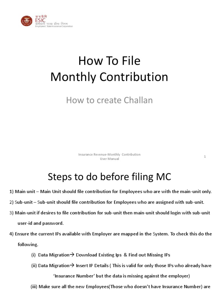 Monthly Contribution Filing Guide | PDF | Computers