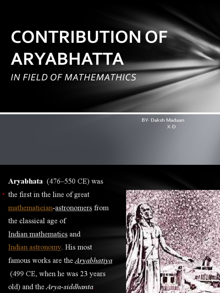 Contribution of Aryabhatta: in Field of Mathemathics | PDF ...