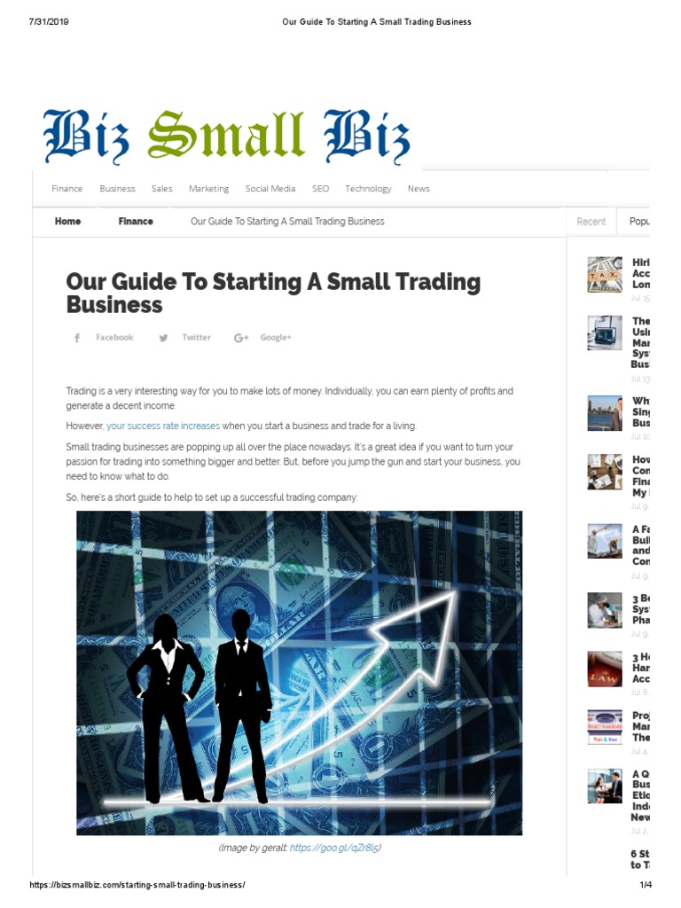 Starting Your Small Trading Business | PDF | Economies | Business