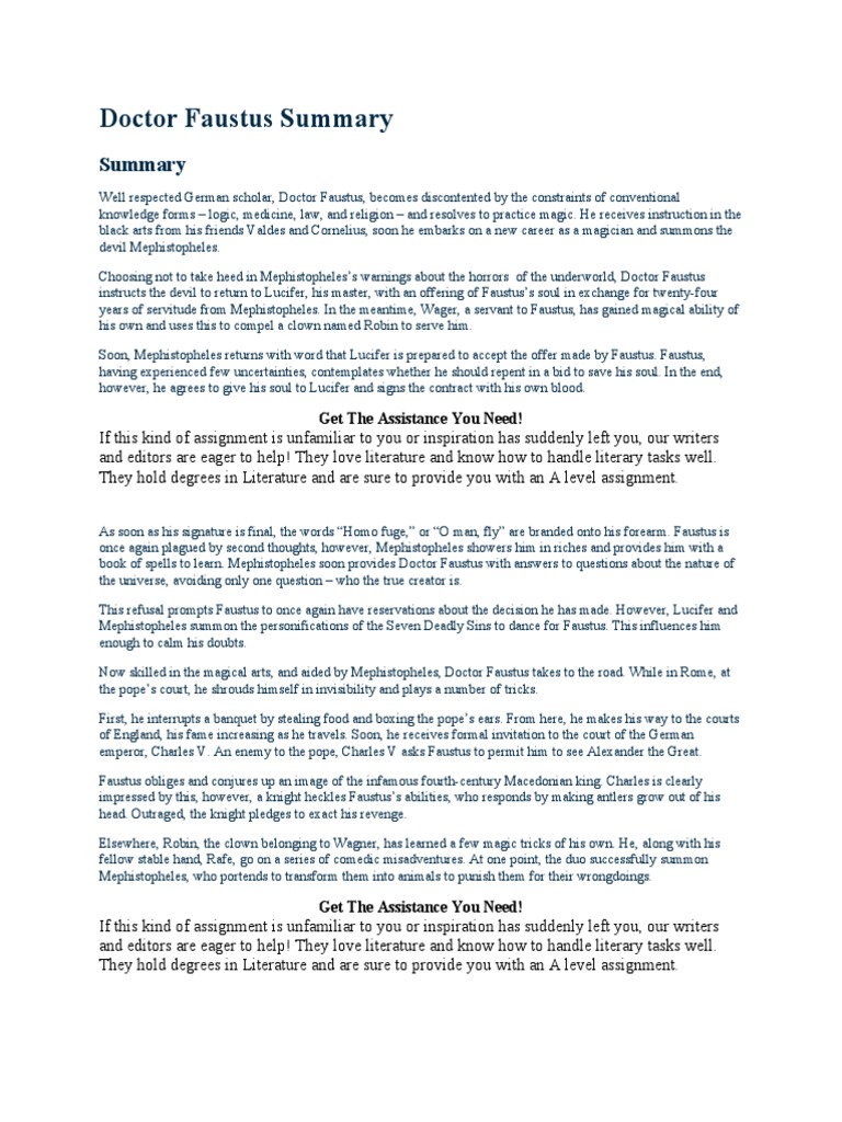 Doctor Faustus Summary | PDF