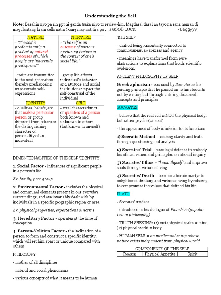 UTS Reviewer | PDF | Soul | Mind