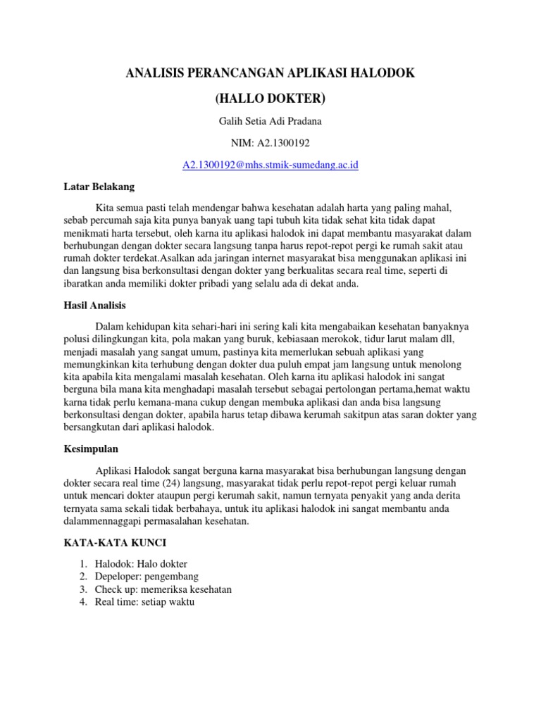 Perancangan Aplikasi Halodok | PDF | Ilmu Sosial | Pengembangan Diri