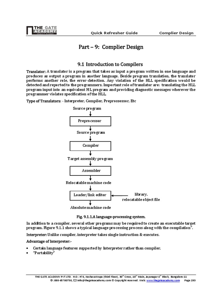 Part - 9: Complier Design: 9.1 Introduction To Compilers | PDF | Parsing | Compiler