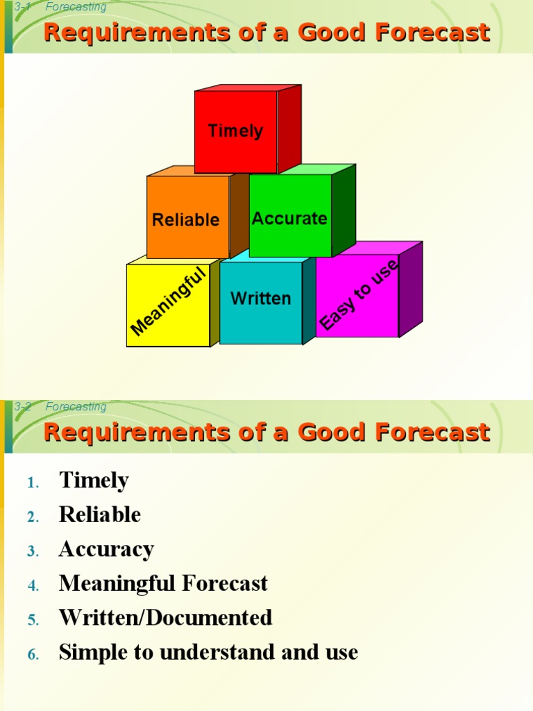 Requirements of A Good Forecast | PDF | Forecasting | Methodology