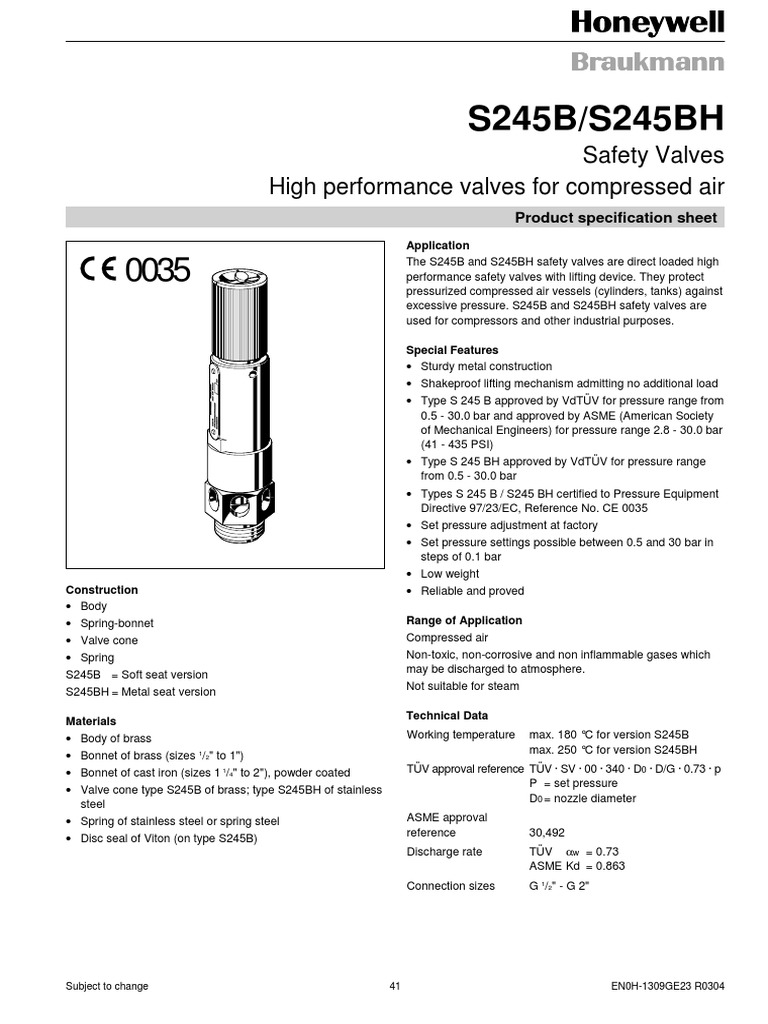 Honeywell S245B PDF | PDF | Valve | Pressure