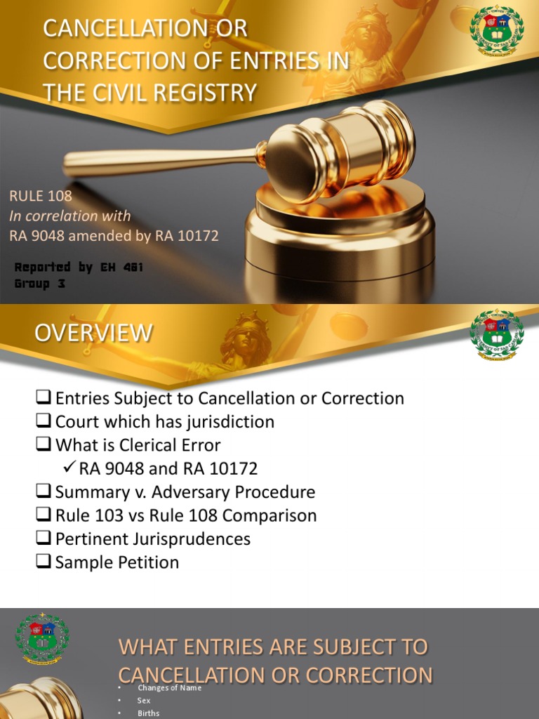 Rule 108 Presentation Revised | PDF | Judgment (Law) | Social Institutions