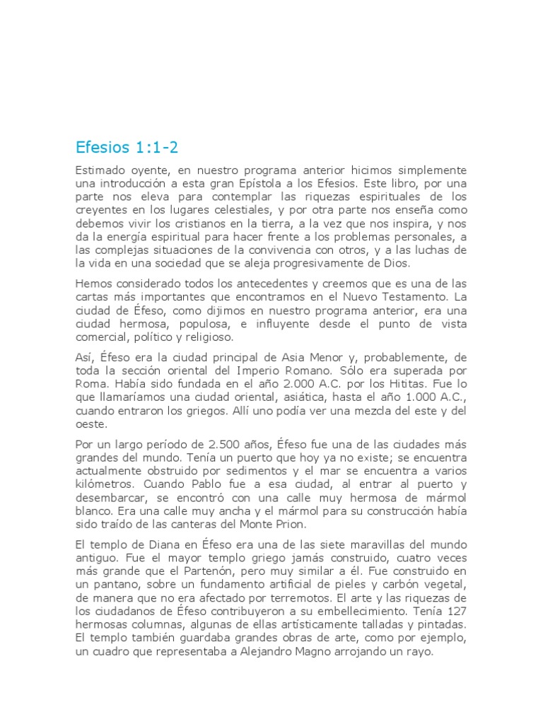 Efesios 1 1y2 Pdf Pablo El Apóstol Paz