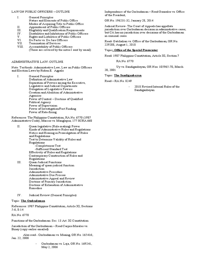 Admin Outline | PDF | Administrative Law | Jurisdiction