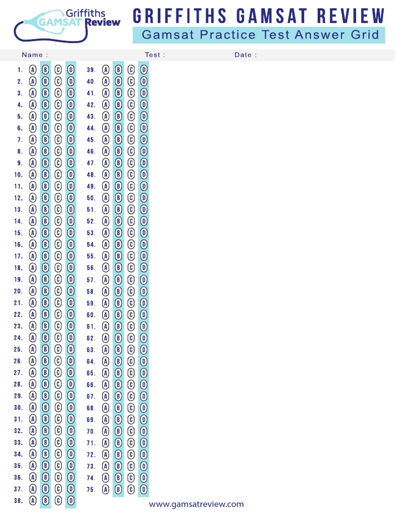 GAMSAT Answer Sheet | PDF