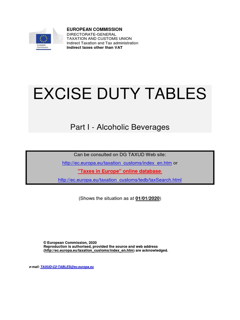 Excise Duty Tables: Part I - Alcoholic Beverages | PDF | Customs | Taxes