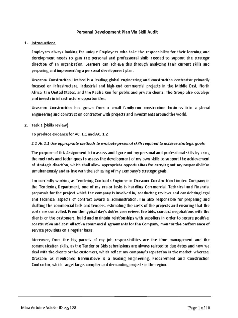 Personal Development Plan Via Skill Audit | PDF | Learning Styles ...