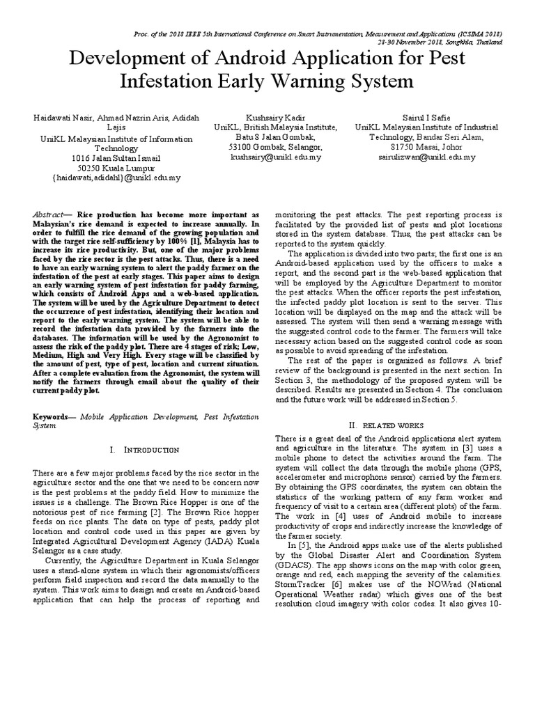 Development of Android Application For Pest Infestation Early Warning ...