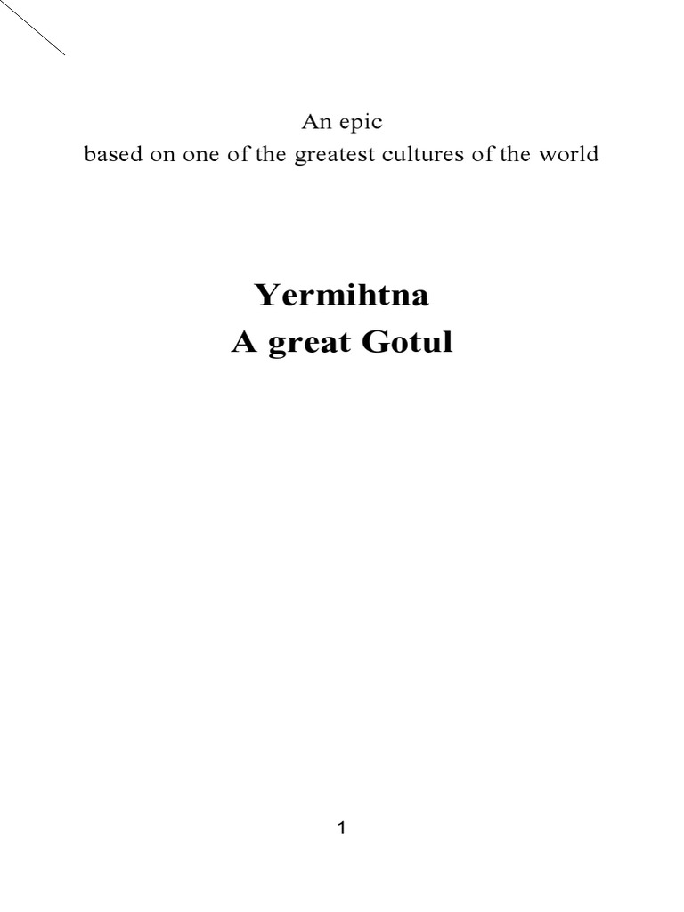 Yermihtna A Great Gotul: An Epic Based On One of The Greatest Cultures ...