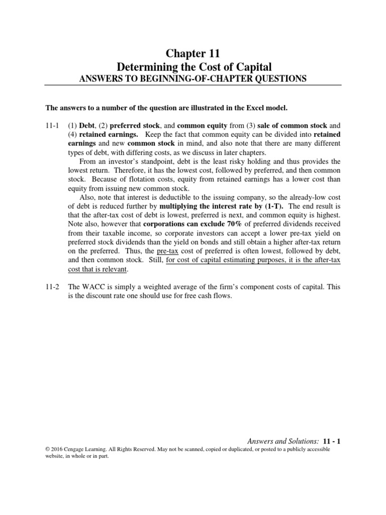 Chapter 11. Solution of Problems PDF | PDF | Cost Of Capital ...