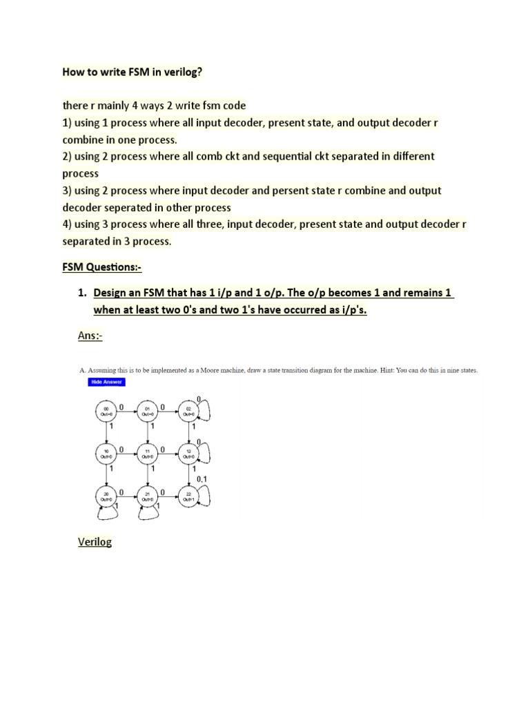 How To Write FSM in Verilog? | PDF