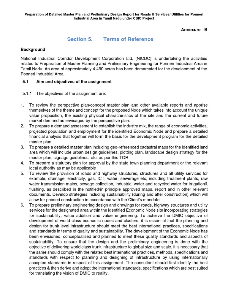 Section 5. Terms of Reference: Annexure - B | PDF | Project Management ...