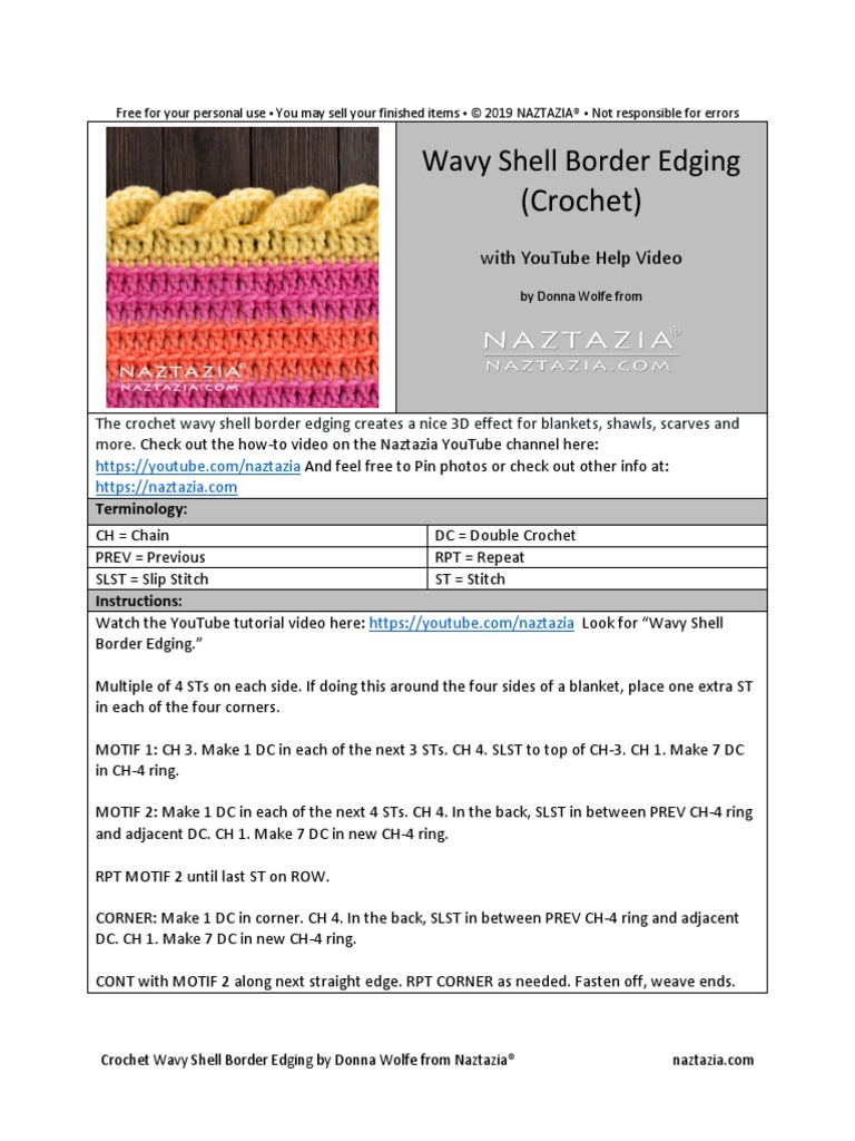 (Crochet) : Wavy Shell Border Edging | PDF