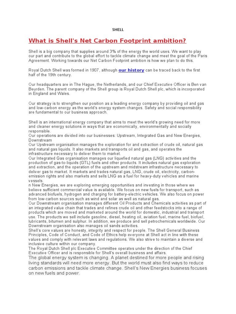 What Is Shell's Net Carbon Footprint Ambition? | PDF | Royal Dutch ...