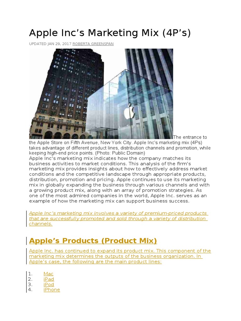 Apple Marketing Mix | PDF | Apple Inc. | Ios