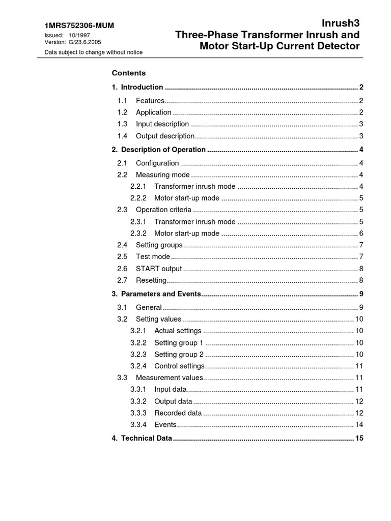 Inrush3 Three-Phase Transformer Inrush and Motor Start-Up Current Detector | PDF | Phase (Waves ...