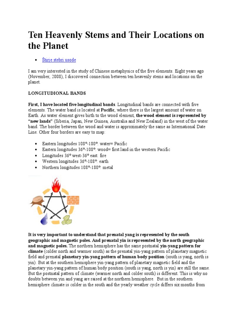 Ten Heavenly Stems and Their Locations | PDF | Yin And Yang | Longitude