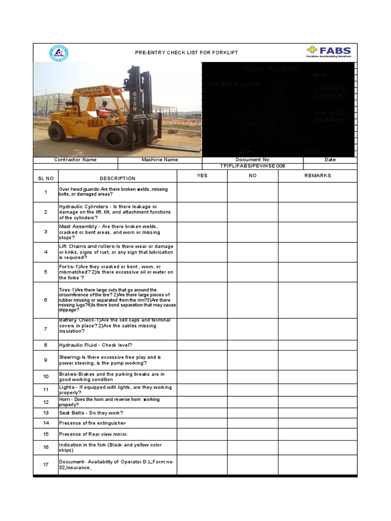 HSE-032.Pre-entry Forklift | PDF