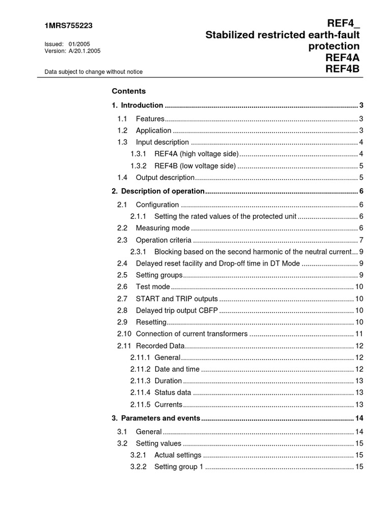 REF4 - Stabilized Restricted Earth-Fault Protection Ref4A Ref4B | PDF | Transformer | Phase (Waves)