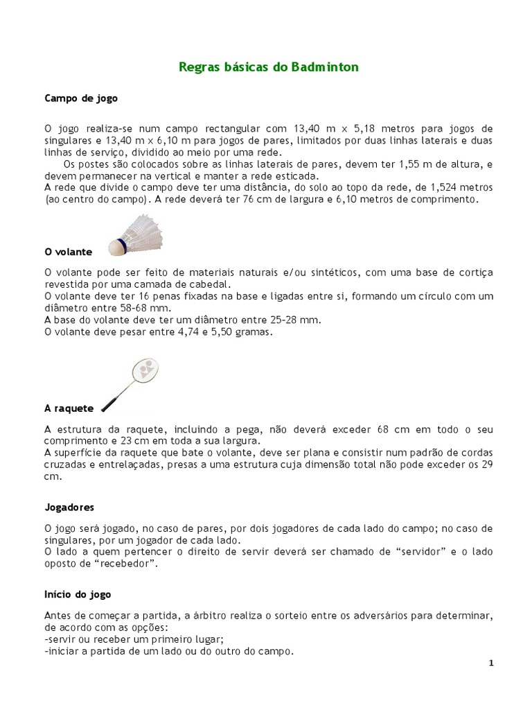 Regras Básicas Do Badminton | PDF | Natureza | Lazer