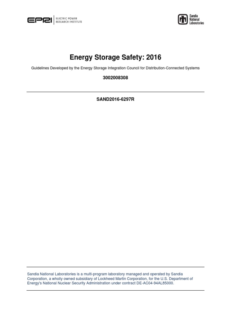 Energy Storage Safety: 2016 | PDF | Safety | Corporate Social ...