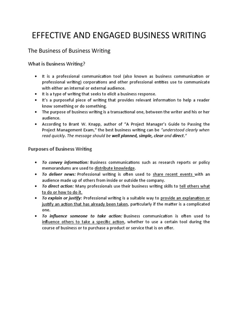 Effective and Engaged Business Writing | PDF | Memorandum | Jargon