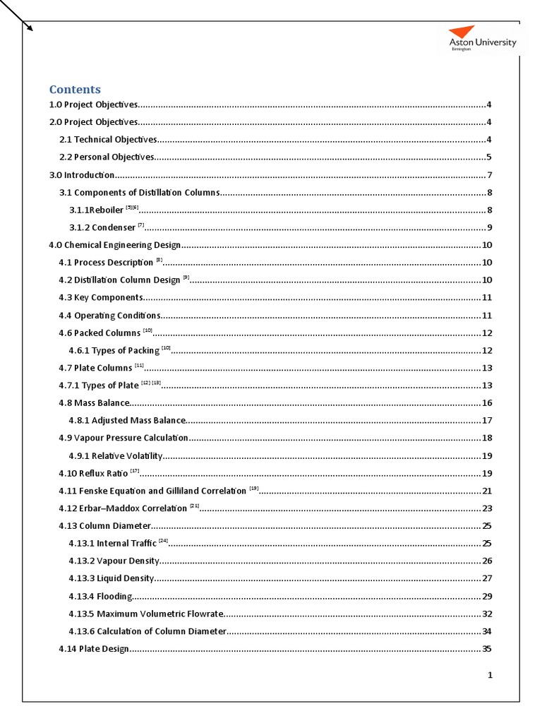 Distillation Column Design Overview | PDF | Distillation | Unit Operations